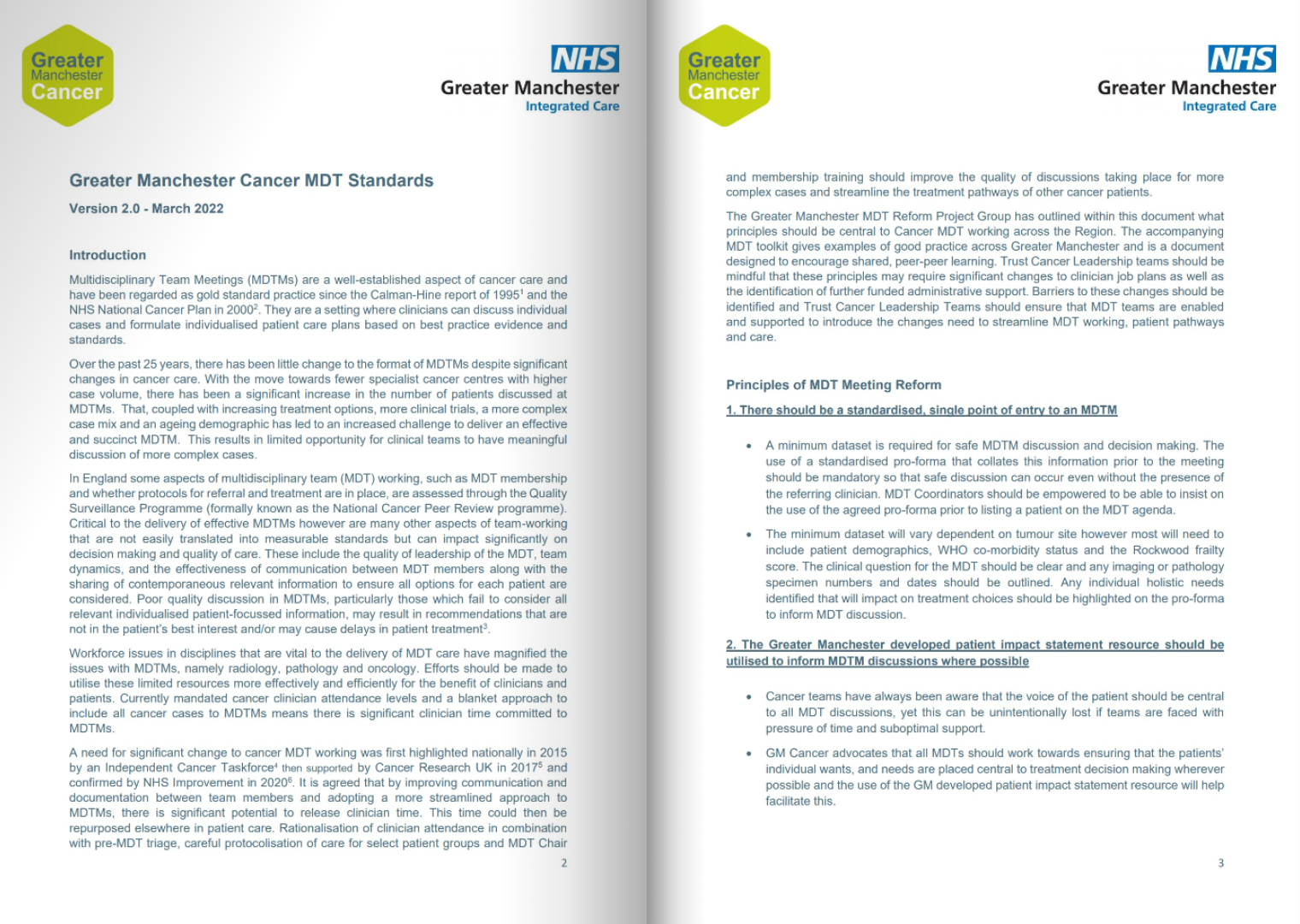 MDT Reform - Greater Manchester Cancer