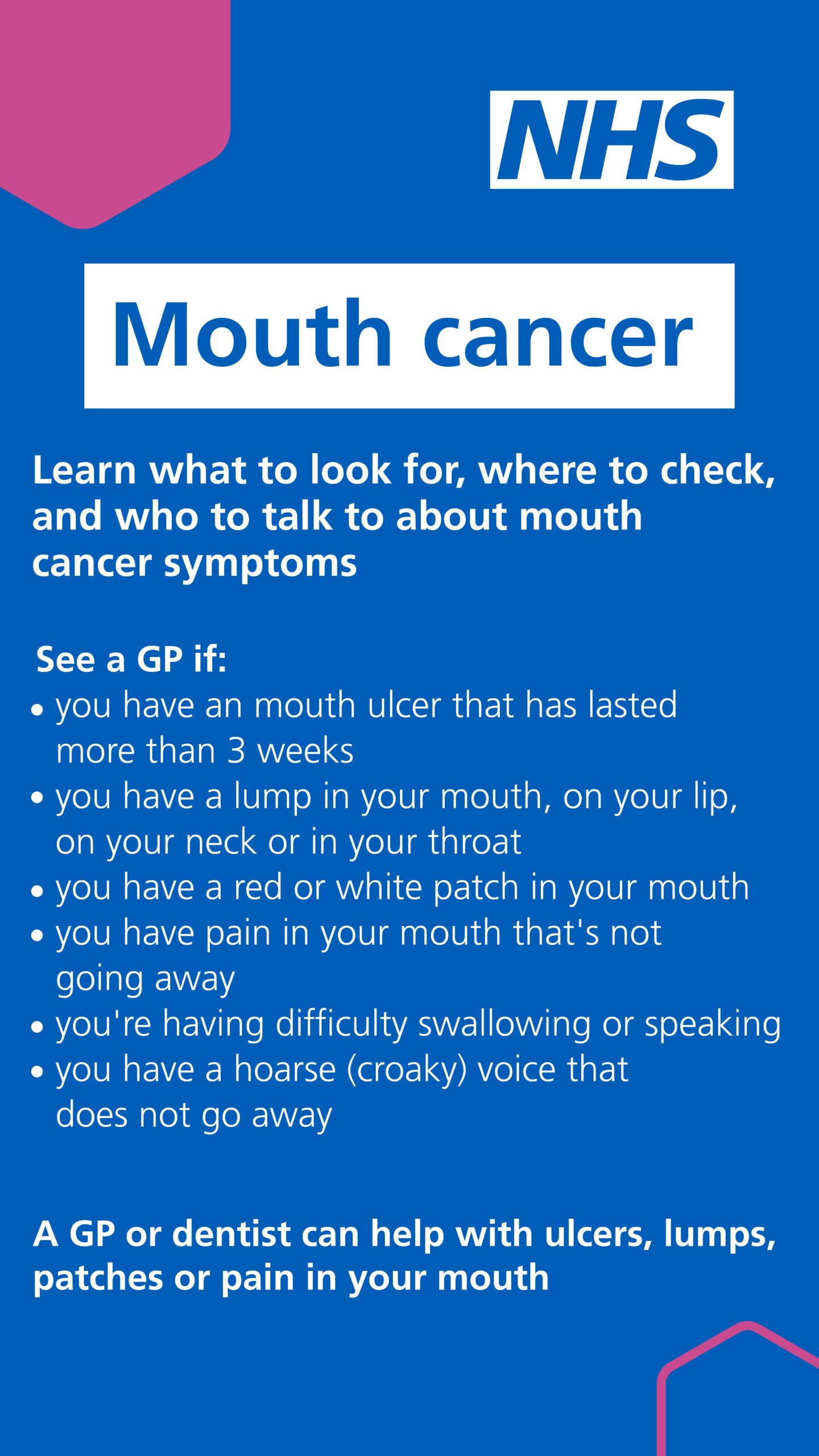 Mouth cancer symptom awareness - Greater Manchester Cancer Alliance